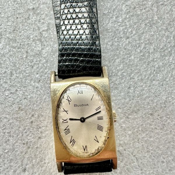 Ladies Vintage 1967 10k Yellow Gold Plate Bulova Swiss Automatic Tank ...