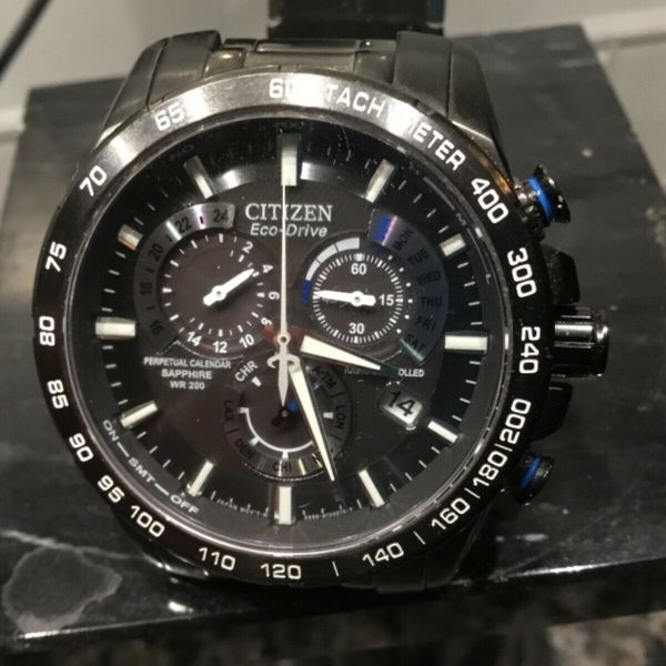 Citizen Eco-Drive Mens Black Perpetual Calendar Watch E650S075165 ...
