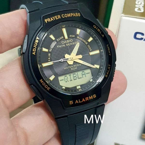 CPW-500H-1A CPW500H Casio Mens Quartz Islamic Prayer Compass Black ...