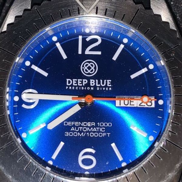 DEEP BLUE DEFENDER 1000 40MM AUTOMATIC SS CASE BLUE MENS DIVE WATCH ...