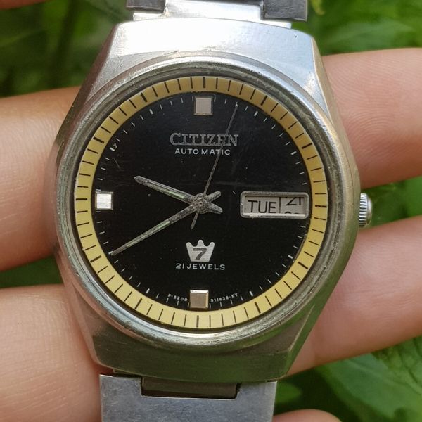 Vintage Citizen Automatic 21 jewels black dial from Japan Day Date | WatchCharts Marketplace