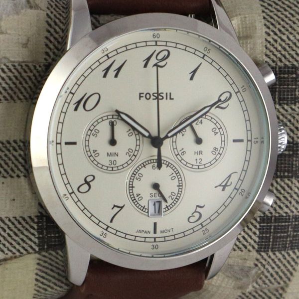 Luxury Fossil Chronograph White Dial ''Date'' Quartz Men Wristwatch ...