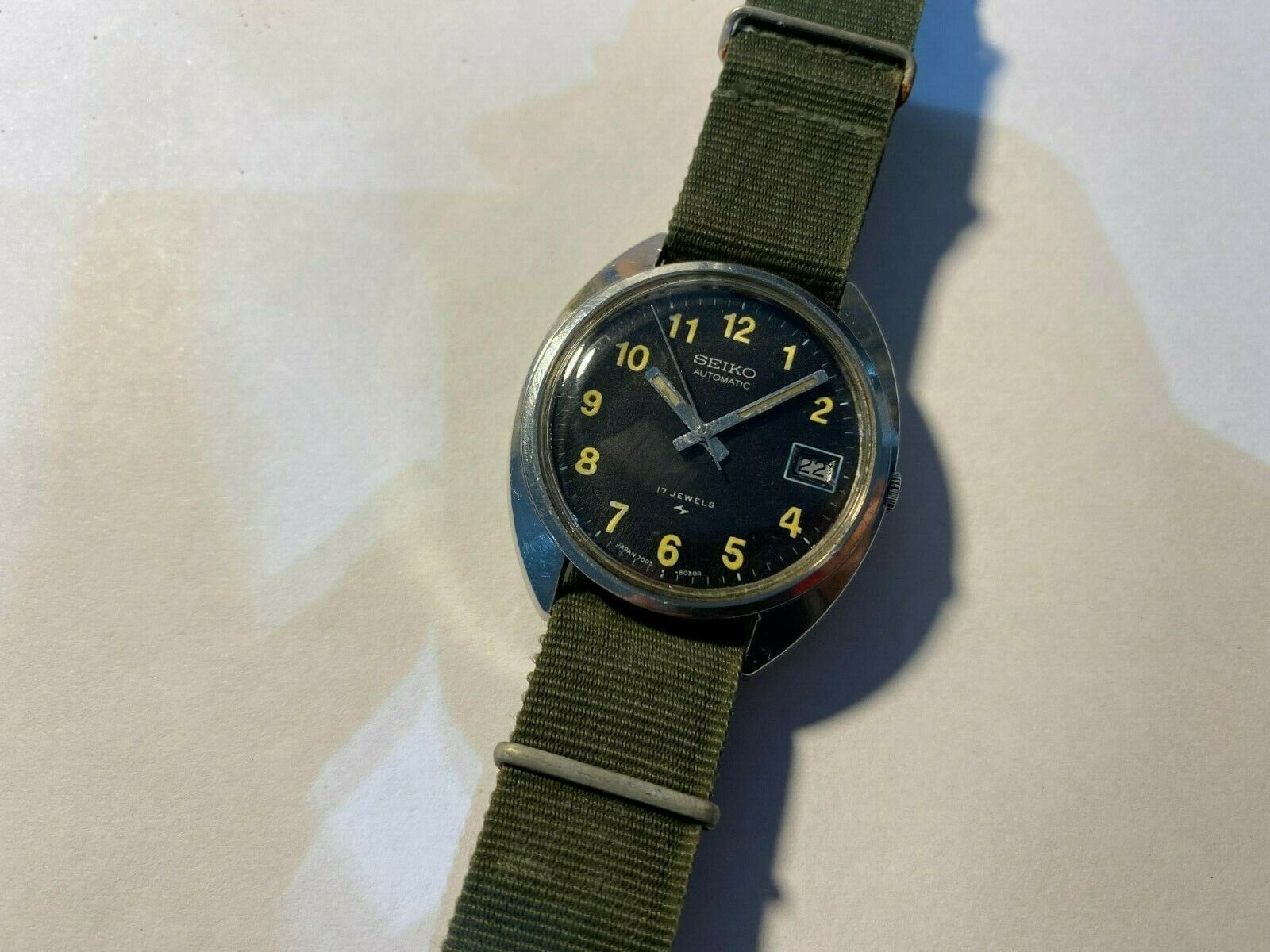 Seiko Vintage 7005 8030 MACV-SOG Military Watch Black Dial Rare ...