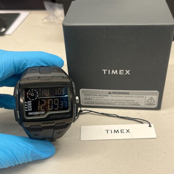 Timex Expedition Grid Shock with Black Resin Strap Indiglo Negative ...