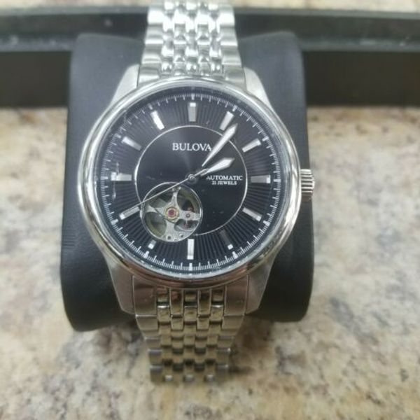 Bulova Men's Automatic 21 Jewels Skeleton Window Grey Dial 40mm Watch ...