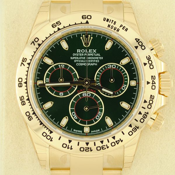 FS: BNIB Rolex 18k Yellow Gold 116508 Daytona Green Dial Random-Serial ...