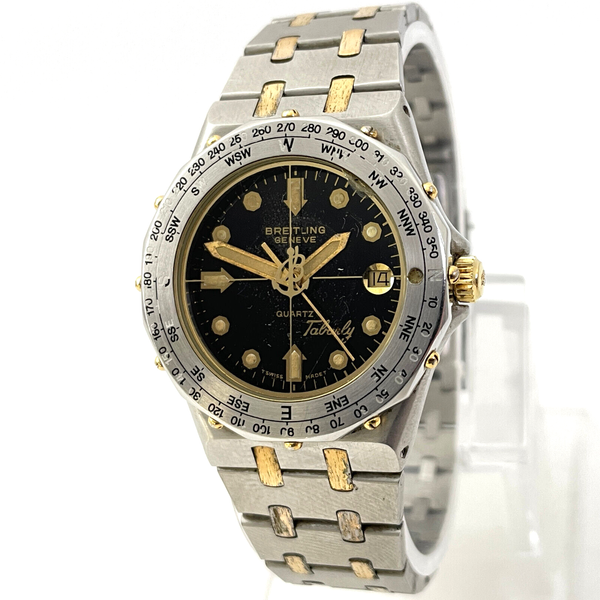 FAULTY BREITLING Watch 80770 Tabarly Geneve Diver black silver gold ...