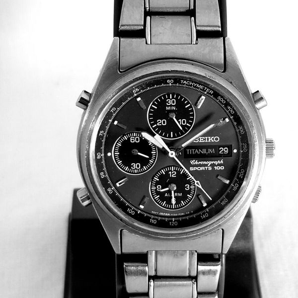 Seiko Titanium Sports 100 Chronograph 7T32-F069 Tachymeter Alarm Men's ...