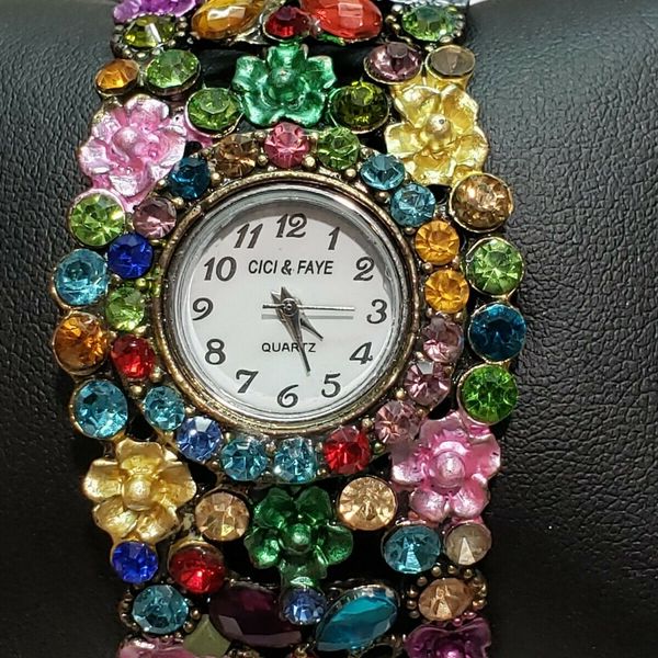Women's Cici's and Faye Bracelet Quartz watch Stones Flowers Unique ...