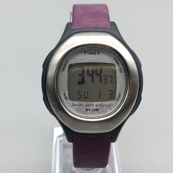 Timex Digital Watch Women Heart Rate Monitor Watch Purple Backlight New ...