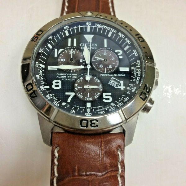 CITIZEN ECO DRIVE CHRONOGRAPH ALARM WR 200 TITANIUM PERPETUAL CALENDAR | WatchCharts Marketplace