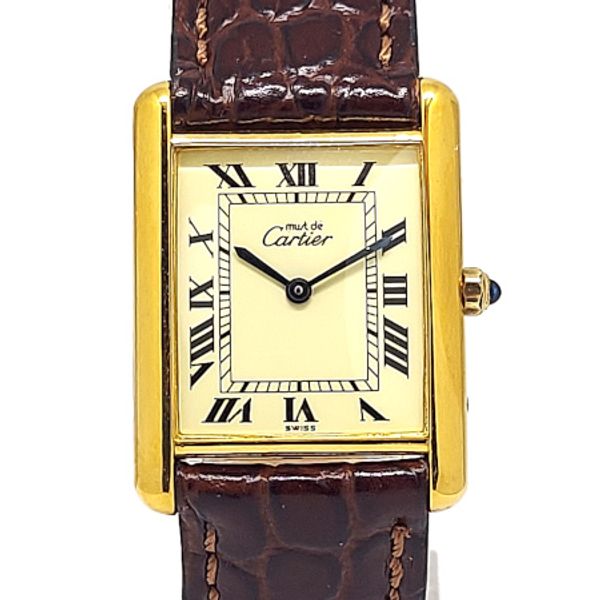 [USED] Cartier --CARTIER --Must Tank Roman Index Ivory Dial YGP Case ...