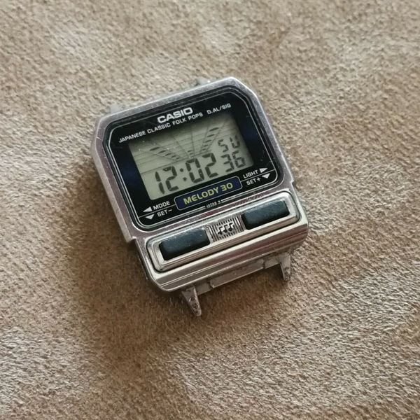 vintage casio m-302 melody 30 module 473 alarm chrono japan lcd watch ...