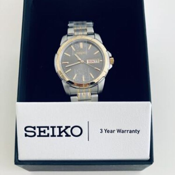 New In Box Seiko SUR356 Essentials Quartz Grey Dial Two Tone Men's ...