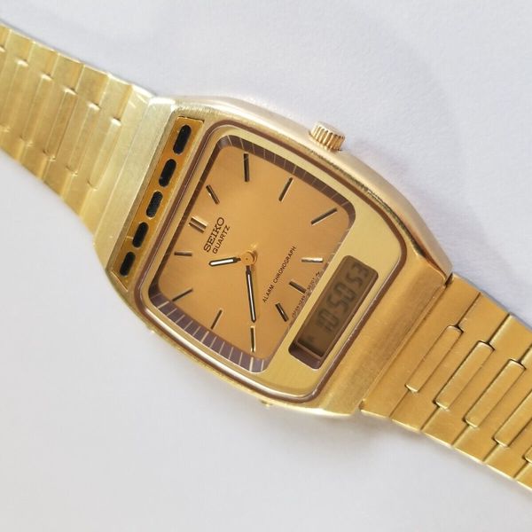 SEIKO H249-5030 VINTAGE EXCELLENT DIAL & GOLD PLATED QUARTZ MEN'S ALARM ...