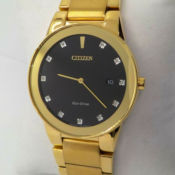 CITIZEN AXIOM BLACK DIAL GOLD TONE MEN'S ECO-DRIVE 40MM WATCH AU1062 ...