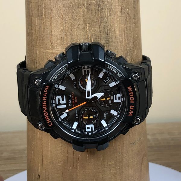 Casio Men MCW-100H All Black Chronograph WR 100M Quartz Analog Watch 8 ...