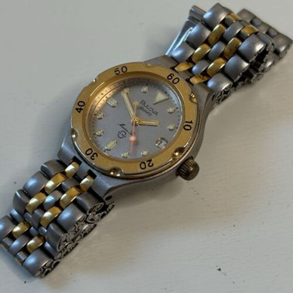 Broken 1989 Bulova Quartz Marine Star Womenâ s Watch Two Tone Dive ...