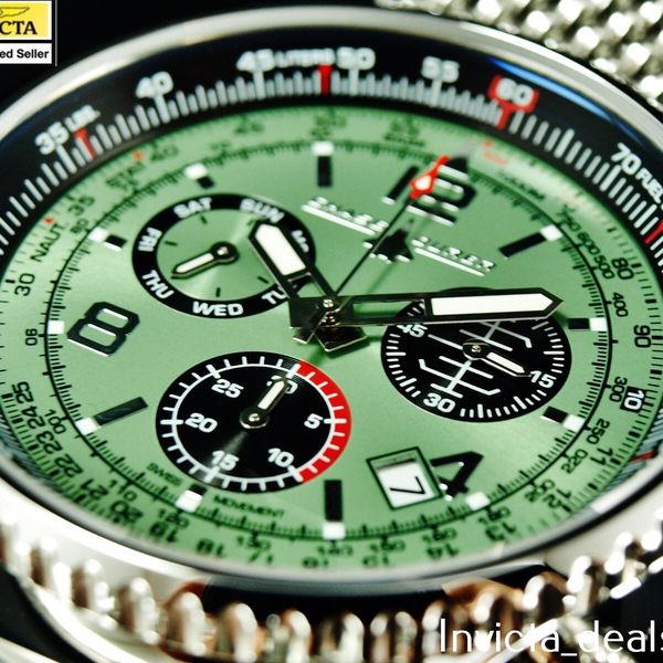 Invicta Men's 50mm Chase Durer Chrono FLIGHT COMMANDER GREEN DIAL ...