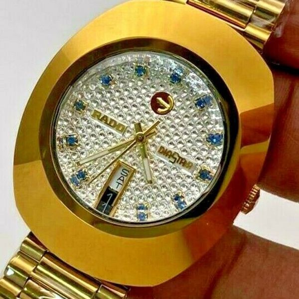 Vintage Rado Diastar Automatic 36 MM Gold Plated Blue Stone Men's Wrist ...