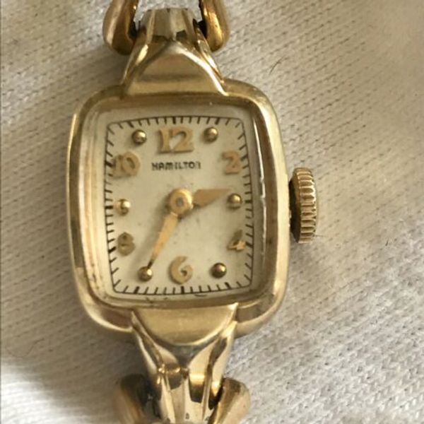 Vintage Hamilton Ladies Watch 14K GF Gemex 1/20 12k Gf Band Works Well ...