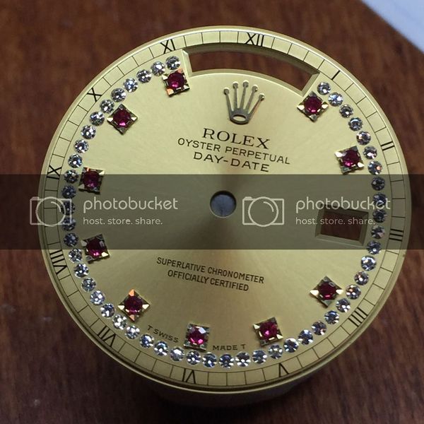 F.S ( dial only) Rolex Day-Date Ruby and Diamond string Dial | WatchCharts