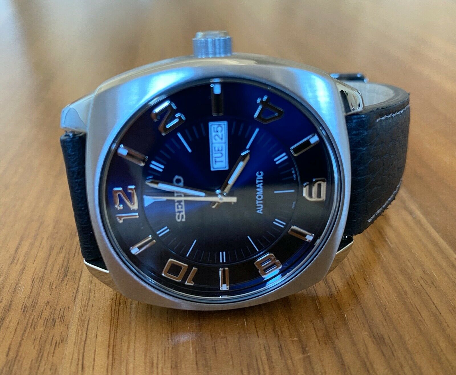 Seiko Recraft Automatic 7S26 kinetic Blue Dial Black Leather SNKN37 ...