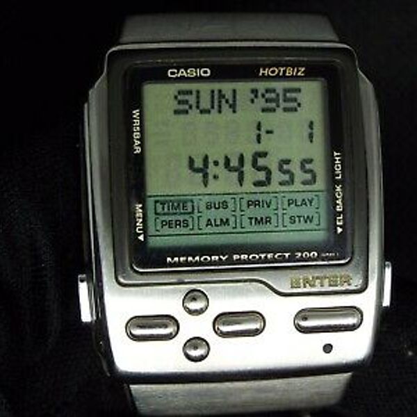 CASIO VINTAGE DIGITAL WATCH HOT BIZ 1495 DB-2100 DATABANK MEMORY ...