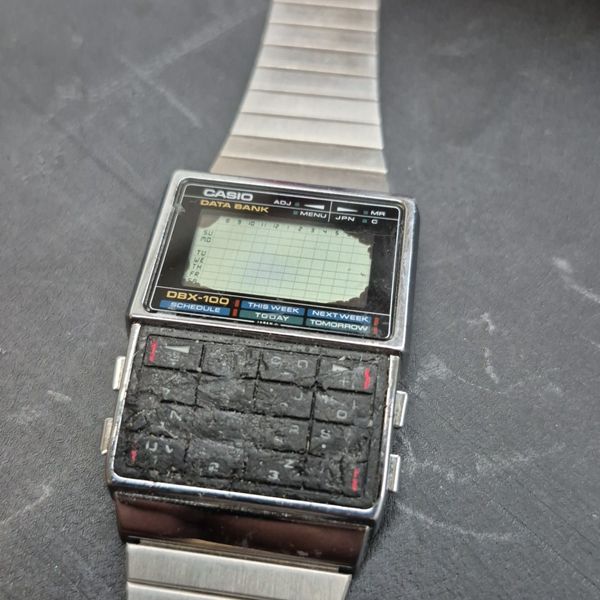 Casio DBX-100 Calculator Data Bank Digital Vintage Men's Watch Parts Or ...