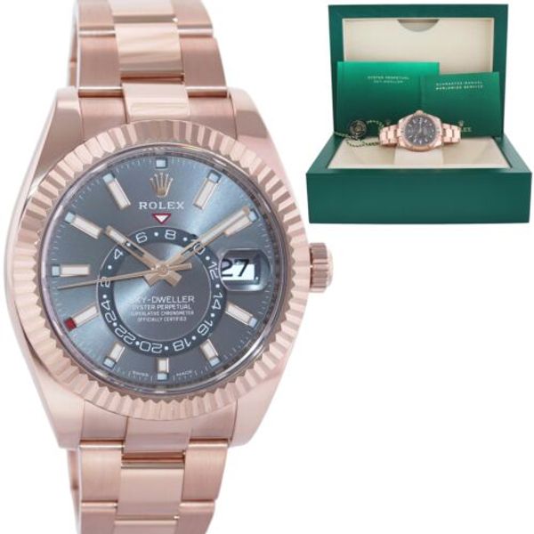 MINT Rolex Sky-Dweller Rose Gold Rhodium Stick 326935 Watch Box ...