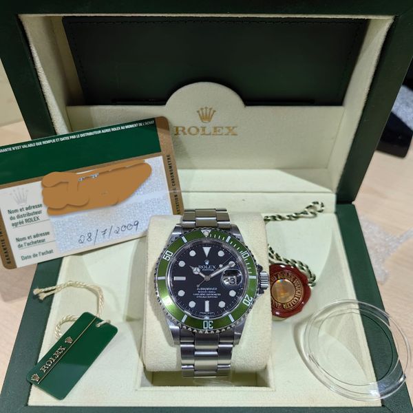 Rolex 50th Anniversary Submariner 16610LV Kermit Full Set 2009 V series ...