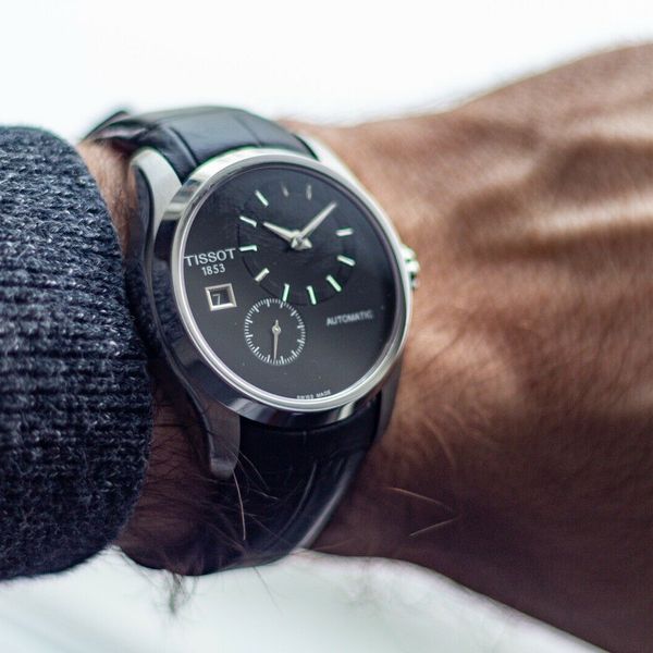 Tissot Automatic Men’s Watch Couturier Small Second Black Dial Leather ...