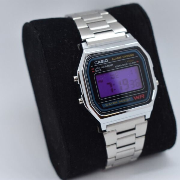 ð CUSTOM Purple Casio A158 WA Retro Digital Watch Modified Display 80s ...