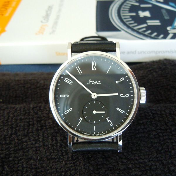 Stowa Antea Klassic KS 35.5mm Case; Black Dial; Black Leather Band ...
