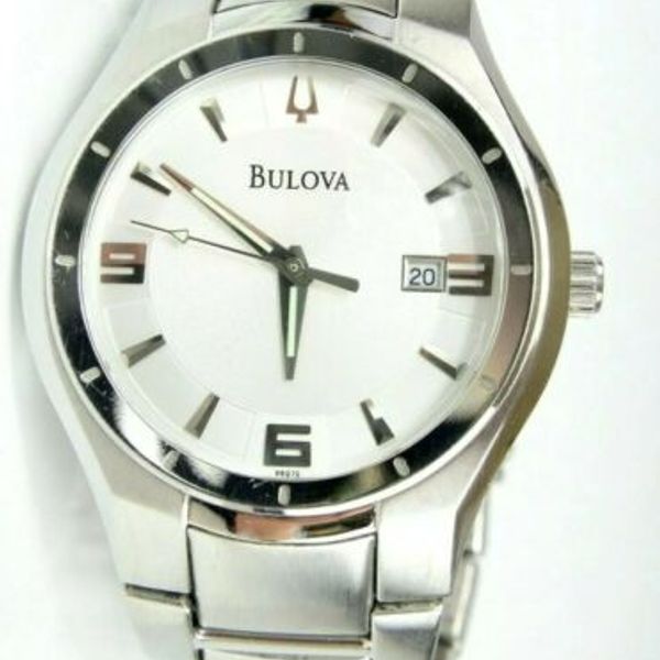 Bulova A6 Mens Classic Silver-Tone Stainless Steel Date Watch C860554 ...