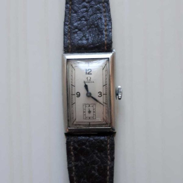 Rare 1930's OMEGA mens art deco TANK original vintage all steel 1930s ...