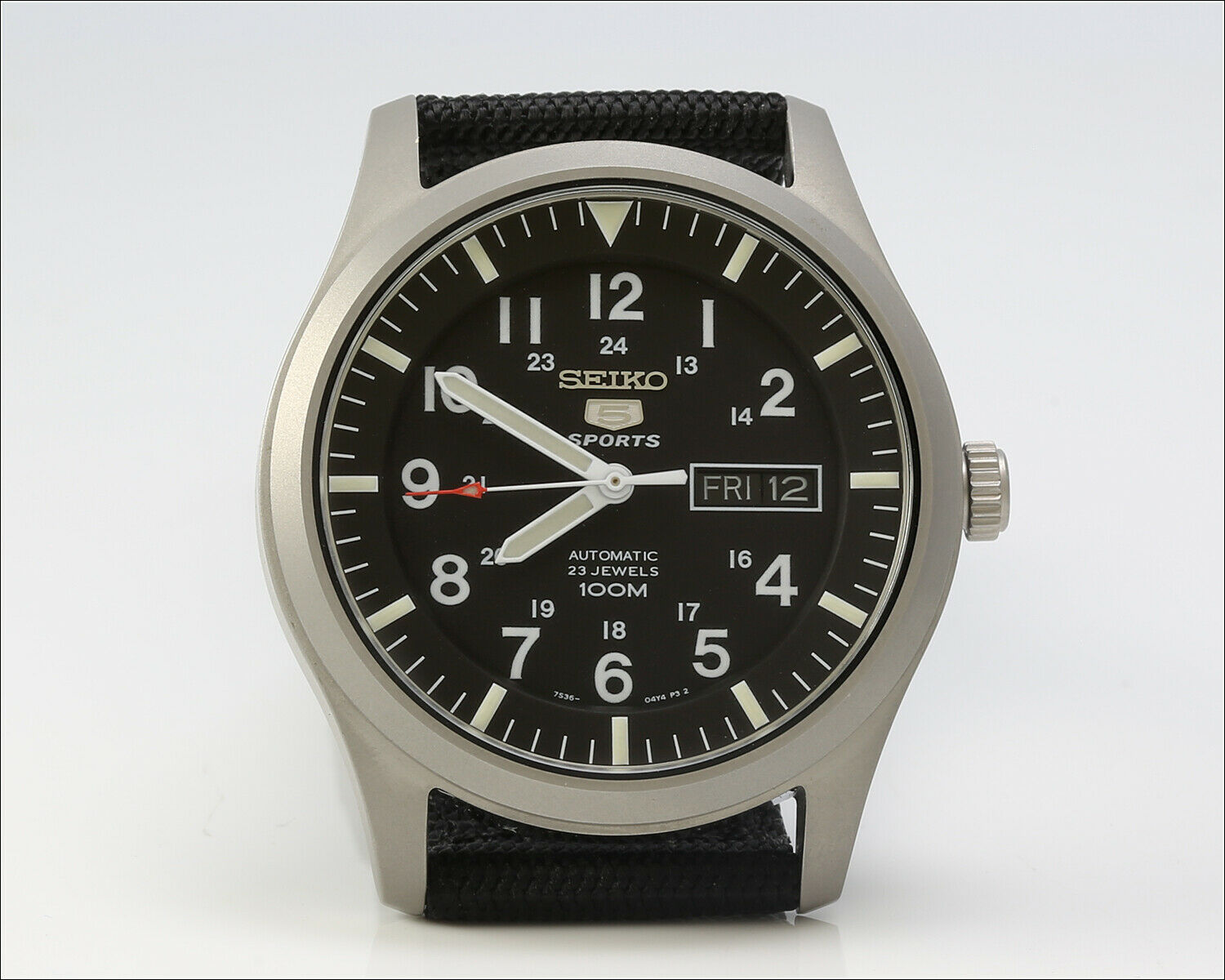 New SEIKO 5 Sport Automatic Black Canvas Men's Watch SNZG15 / 7S36-03J0 ...