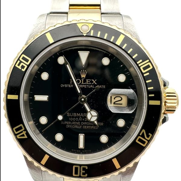Rolex Submariner 16613 T Silver & 18Kt Gold Oyster Bracelet w Black ...