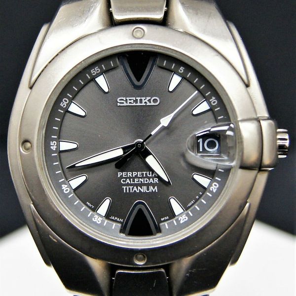 SEIKO Perpetual Calendar TITANIUM 8F32-0049 Gray Dial All Titanium ...