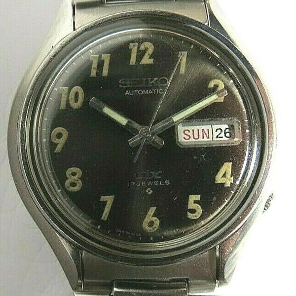 VINTAGE SEIKO DX JAPAN AUTOMATIC 17'J SS BLACK DIAL 6309-8239 [A2 ...