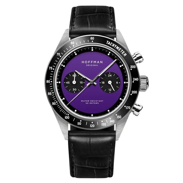 Hoffman Racing 40 PURPLE Chronograph Hybrid Quartz Steel Black Leather ...