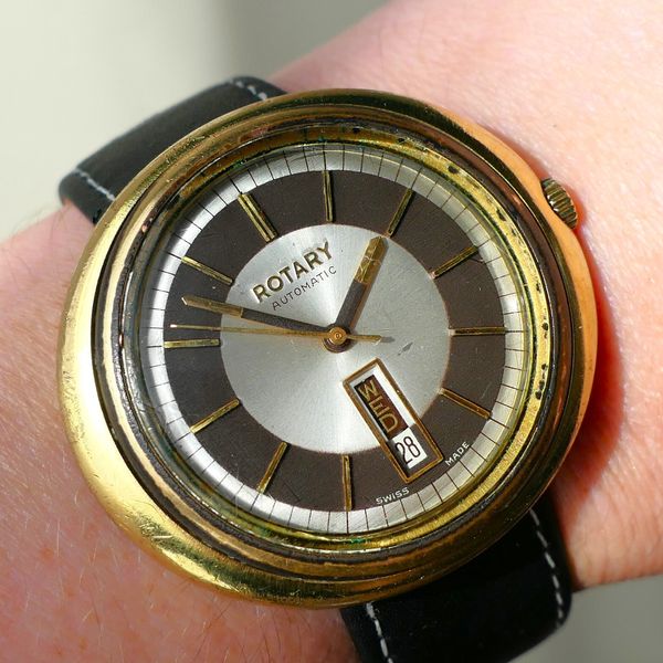 1970s ROTARY DYNAMIC AUTOMATIC Style Space Age Vintage Retro Mens 43mm ...
