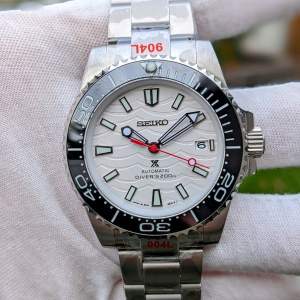 [WTS] Custom Dive Mod: White Wave Skeleton - Seiko NH35 Auto - Oyster ...