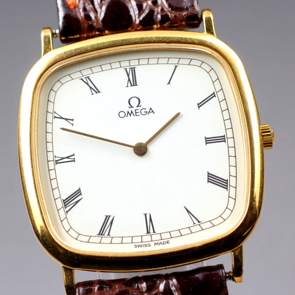 [N MINT] Vintage Omega De Ville Cal.1378 Gold Roman Quartz Man's From ...