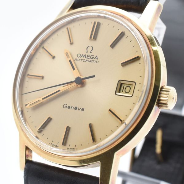 Vintage [EXC+5] OMEGA Geneve Cal.1012 Automatic Gold Dial Men Watch ...