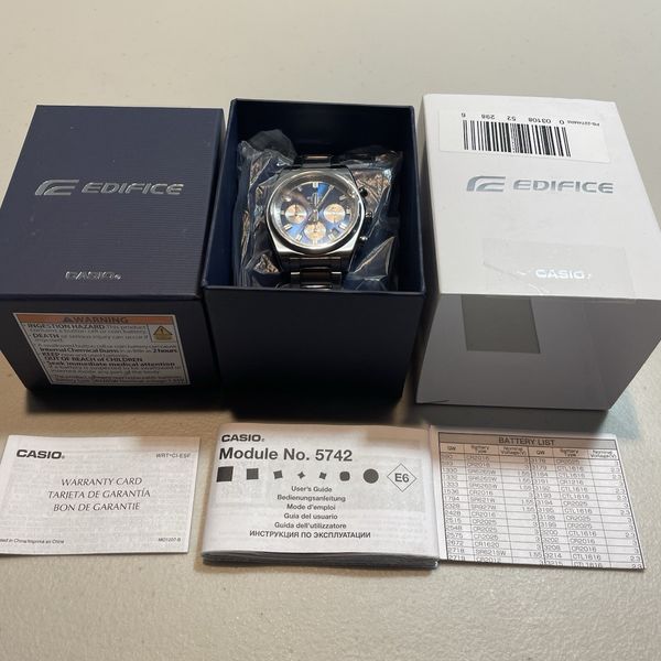Casio EDIFICE Chronograph Stopwatch Stainless Steel EFB-730D-2AV 100M | WatchCharts Marketplace