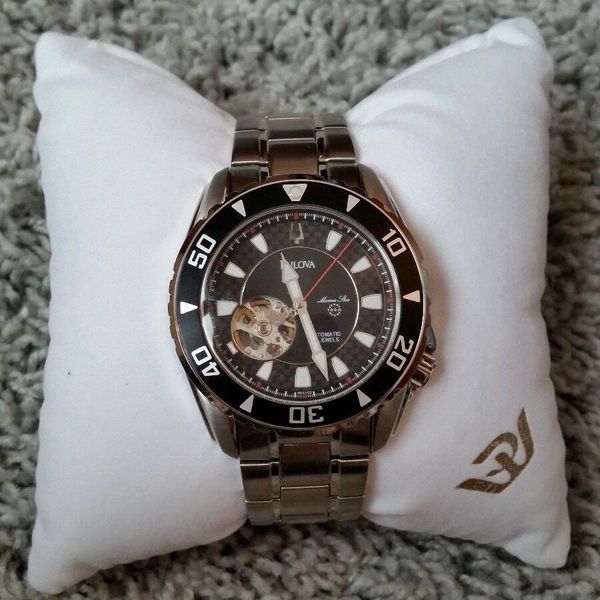 Bulova M Skeleton Diver Black Dial Automatic Glassback Watch C877604 ...