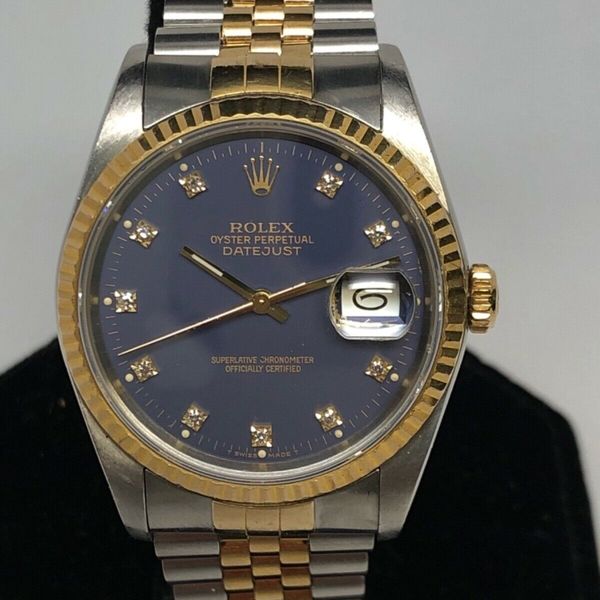 Rolex 16233 Gold Stainless Datejust Original Rolex Diamond Dial w/ Case ...