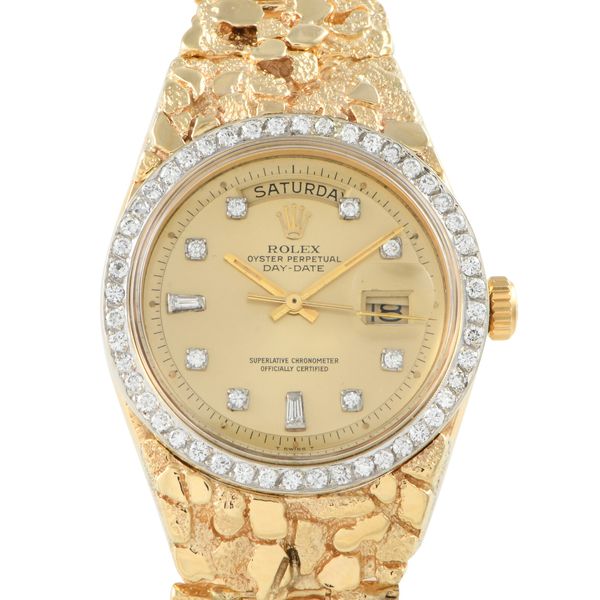 Rolex Day-Date 36 Diamond Bezel Golden Nugget Yellow Gold Watch 1803 ...