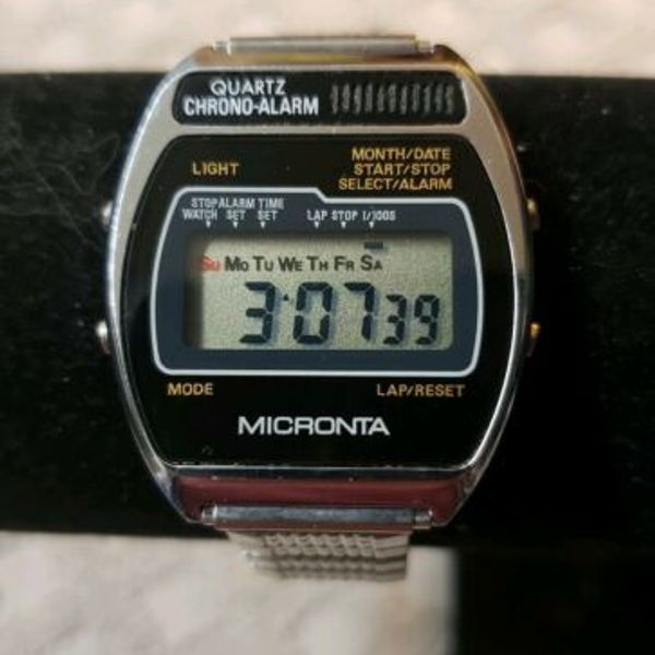 VINTAGE MEN'S MICRONTA QUARTZ CHRONO-ALARM 1980'S WATCH *RUNNING* #125 ...